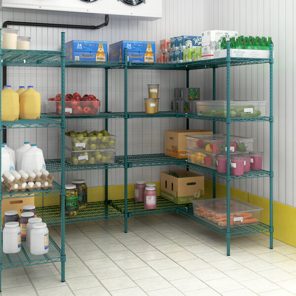 Regency NSF Green Epoxy 7' x 4 1/2' Walk-In 4-Tier Shelving Unit Kit ...