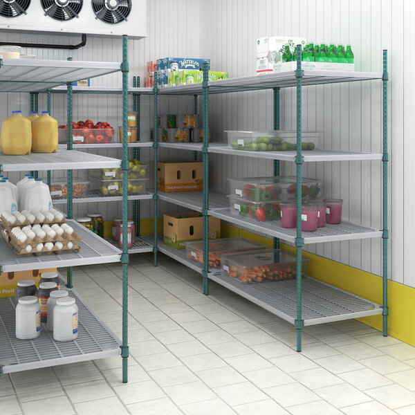 Regency NSF Green Epoxy 7' x 9' Walk-In 4-Tier Shelving Unit Kit with ...