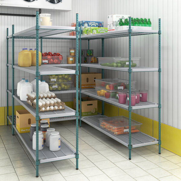 Regency NSF Green Epoxy 5' x 7' Walk-In 4-Tier Shelving Unit Kit with ...