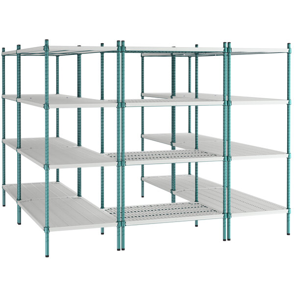Regency NSF Green Epoxy 7' x 7' Walk-In 4-Tier Shelving Unit Kit with ...