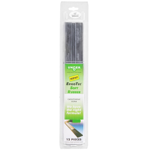 Unger RT300 ErgoTec 12" Soft Rubber Replacement Squeegee Blade - 12/Pack
