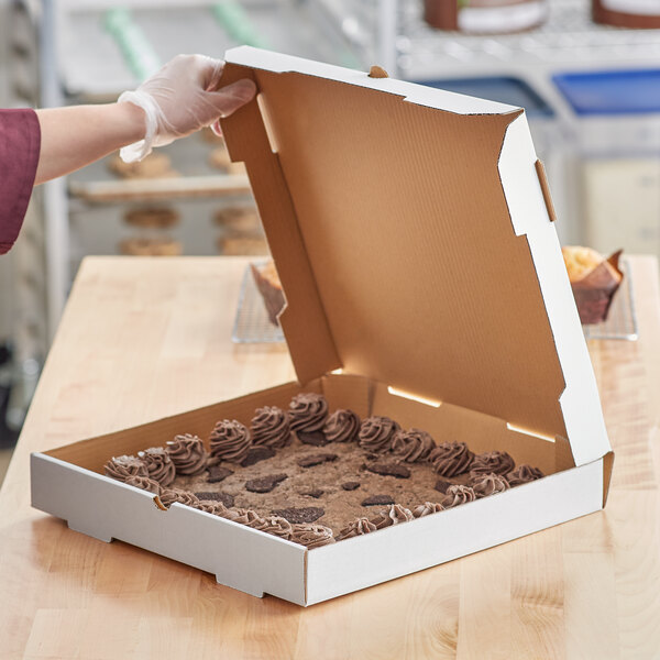 Choice 14" x 14" x 2" White Corrugated Plain Bakery Box - 50/Case