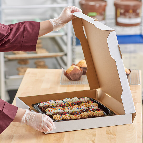 Choice 16" x 16" x 2" White Corrugated Plain Bakery Box - 50/Case