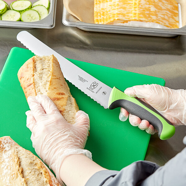 Mercer Culinary M23210GR Millennia Colors® 10" Wide Bread Knife with ...