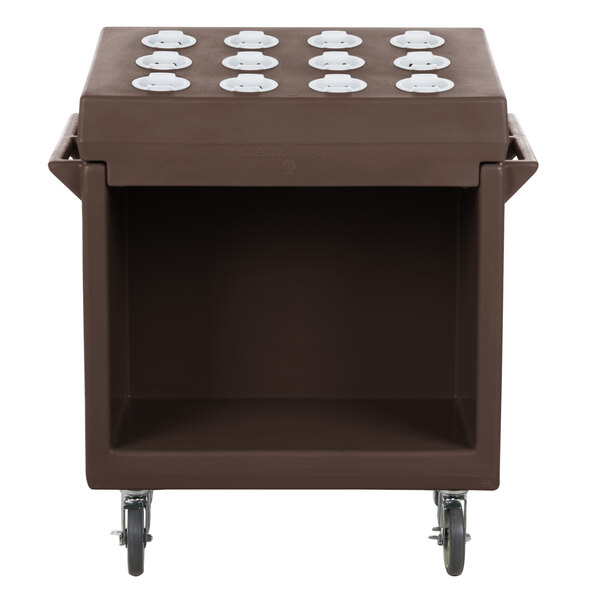Cambro TDCR12131 Dark Brown Tray and Dish Cart with Cutlery Rack and ...