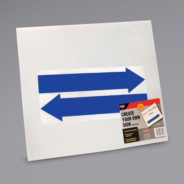 Cosco 098055 19" x 15" Blank White Stake Sign with Blue Directional Arrows