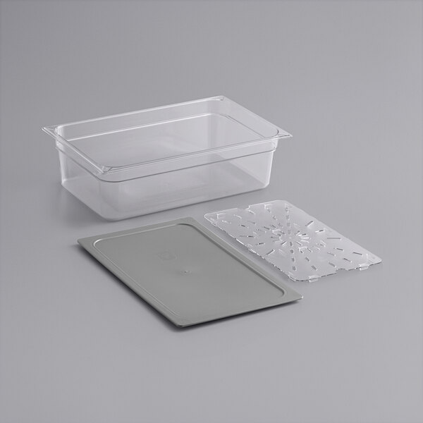 Vigor Full Size 6" Deep Clear Food Pan with Drain Tray and Secure ...