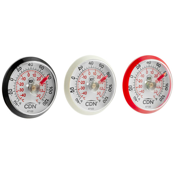 CDN AT120 1 3/4" Dial Stick-On Indoor / Outdoor Thermometer - 12/Pack