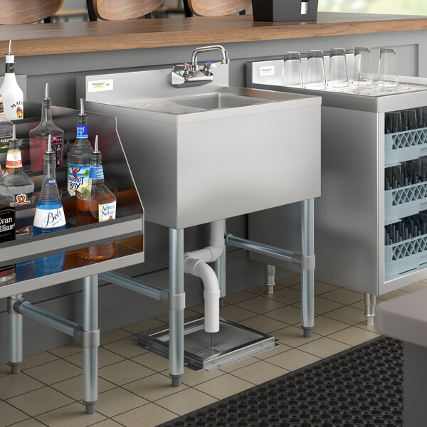 Regency 1 Bowl Underbar Sink with Drainboard - 24" x 18 3/4" - Left ...