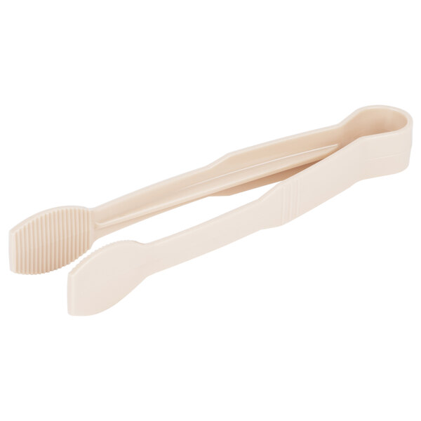 Thunder Group Beige 12" Polycarbonate Flat Grip Tongs