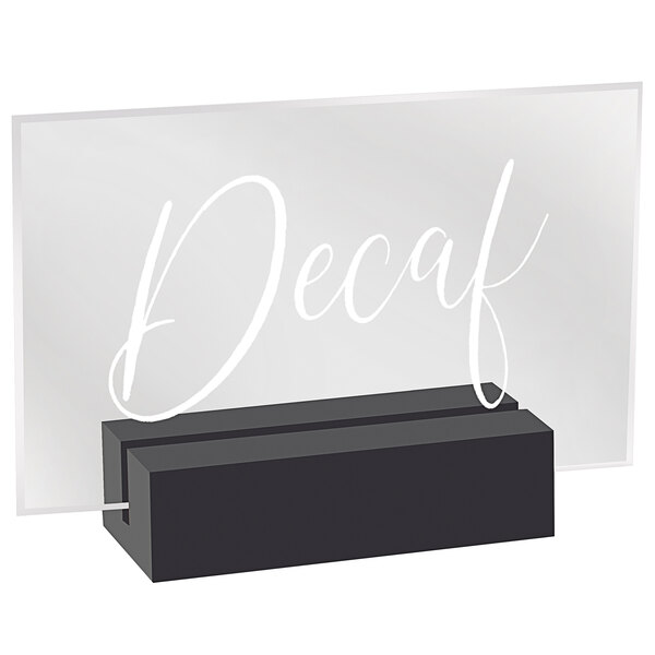 Cal-Mil 22336-2-13 Black Wood / Clear Acrylic "Decaf" Sign - 3 1/2" x 1 ...