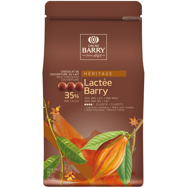 Cacao Barry Heritage Lactee Barry Equilibre Milk Chocolate Pistoles 11 lb.