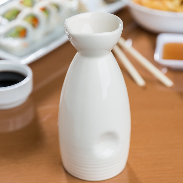 GET NC-4001-W 6 oz. Porcelain Fuji Sake Bottle - 12/Pack