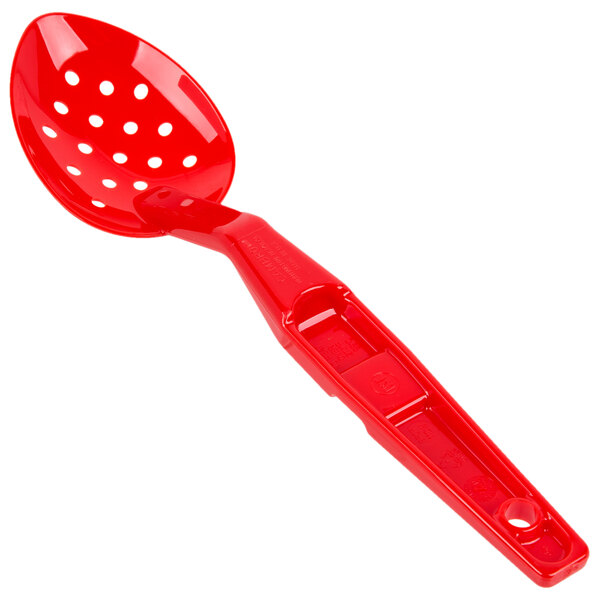 Cambro SPOP11CW 11" Red Camwear Perforated Salad Bar / Buffet Spoon