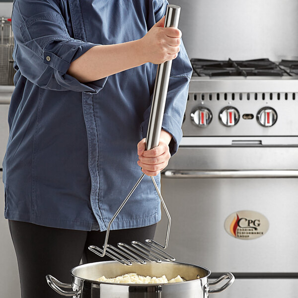 Tablecraft 24" Stainless Steel Square-Faced Potato/Bean Masher 7424