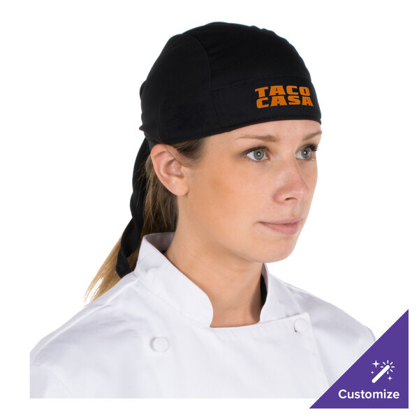 Headsweats 8800-802 Black Eventure Fabric Adjustable Chef Bandana / Do Rag