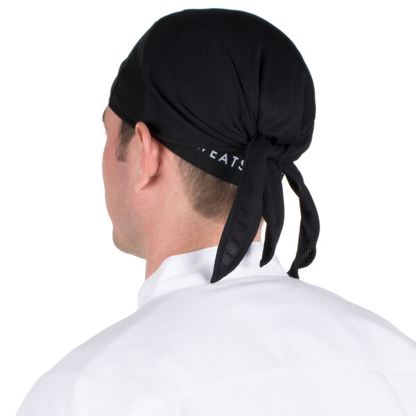 Headsweats 8800-802 Black Eventure Fabric Adjustable Chef Bandana / Do Rag