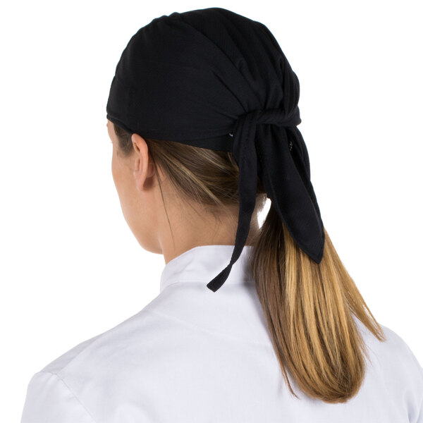 Headsweats 8800-802 Black Eventure Fabric Adjustable Chef Bandana / Do Rag