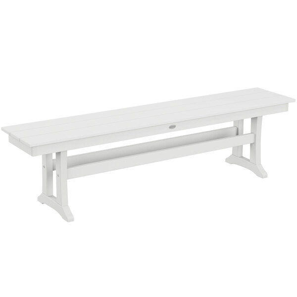 POLYWOOD Farmhouse 65" x 13 5/8" White Trestle Bench