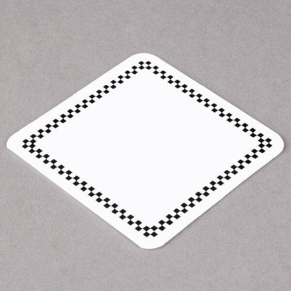 Square Write-On Deli Tag with Black Checkered Border - 25/Pack
