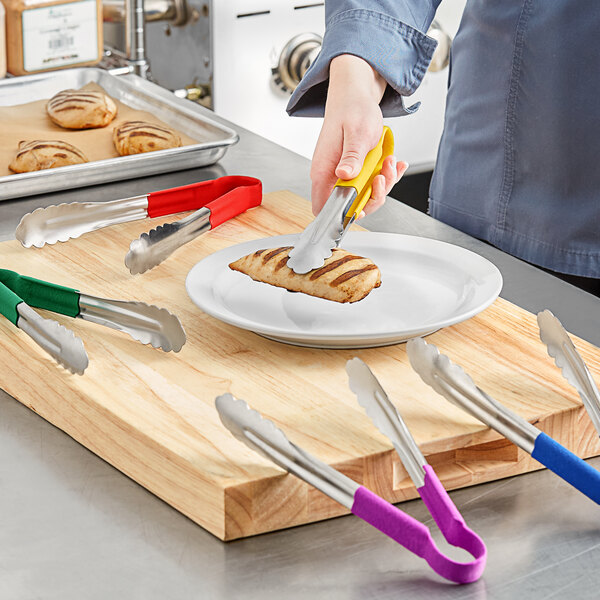 Choice 9 1/2" HACCP Color Coated Handles Stainless Steel Scalloped ...