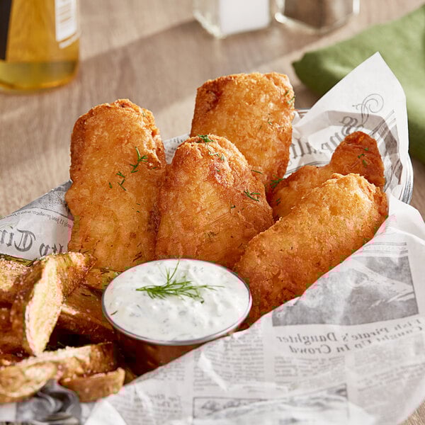 Mrs. Friday's 2-3 oz. Tavern Battered Cod Fillet Portions 2.5 lb. - 4/Case