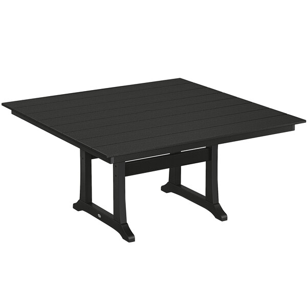 POLYWOOD Farmhouse Trestle 59" Black Dining Height Table
