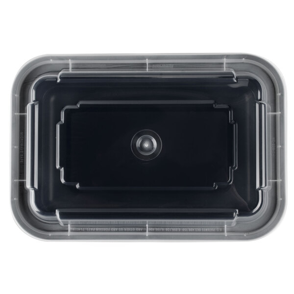 Pactiv Newspring NC8168B 16 oz. Black 5" x 7 1/4" x 1 1/2" VERSAtainer ...