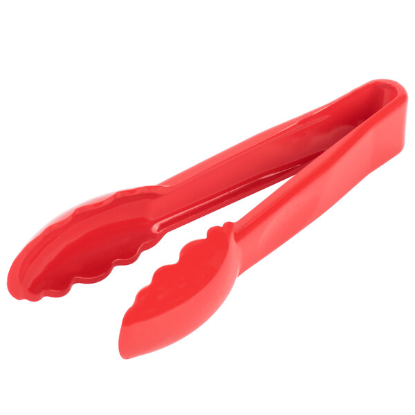Cambro 6TGS404 Lugano 6" Red Scallop Grip Plastic Tongs