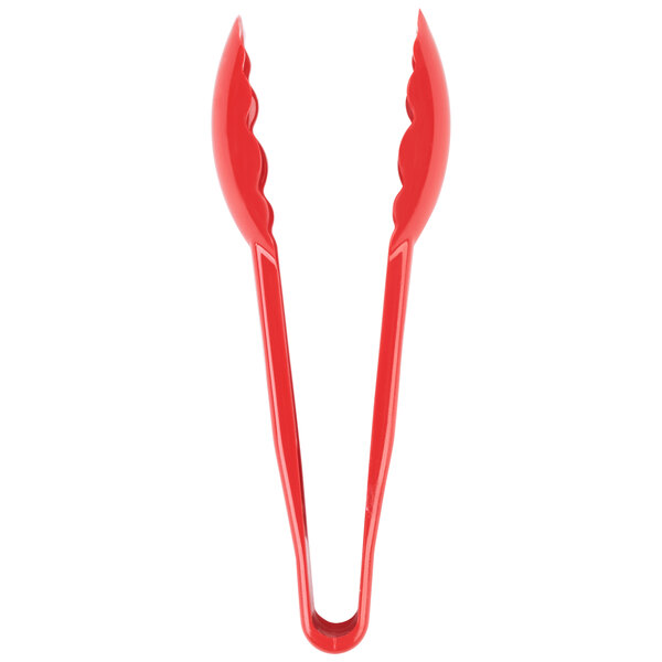 Cambro 6TGS404 Lugano 6" Red Scallop Grip Plastic Tongs