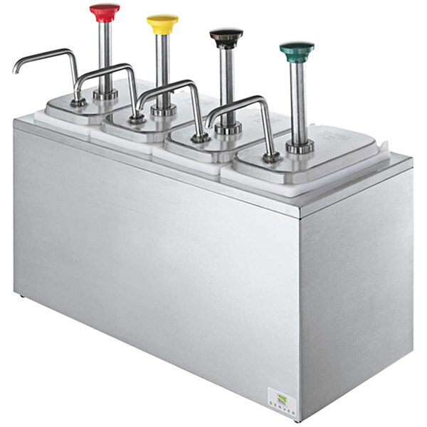 Server Stainless Steel Countertop Pump Dispenser with 4 Fountain Jars ...
