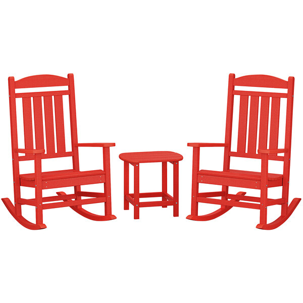POLYWOOD Presidential Sunset Red Patio Set with South Beach Side Table ...