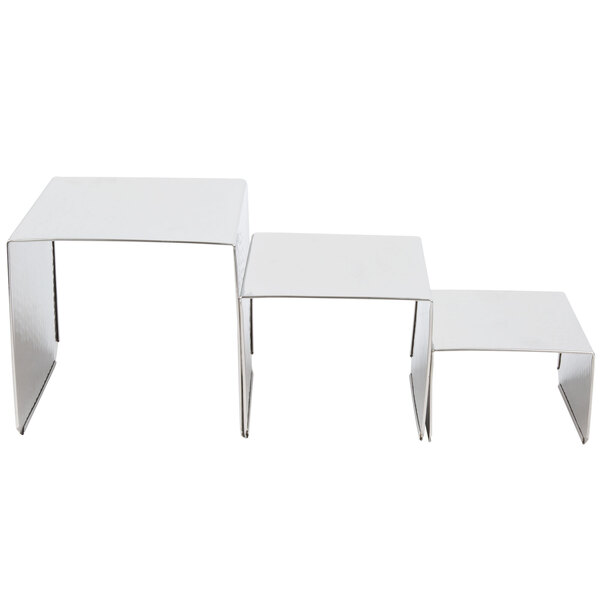 American Metalcraft RSH1 Hammered Stainless Steel Riser Set