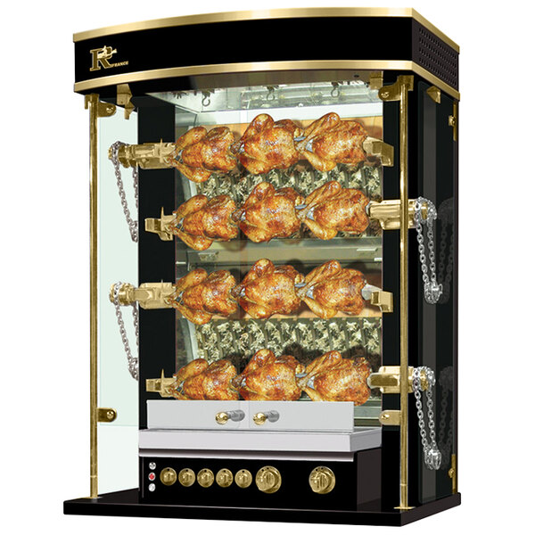 Rotisol-France MasterFlame MF975-4G-LUX-B Natural Gas Rotisserie with 4 ...