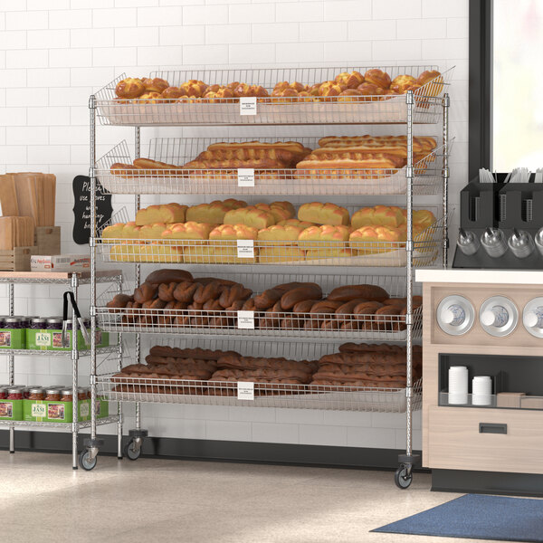 Regency NSF Chrome Mobile 5 Basket Storage Display Stand - 18" x 60" x 80"