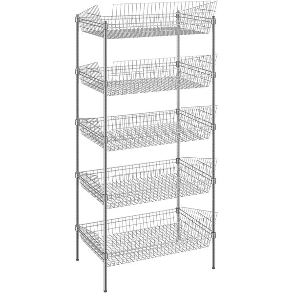Regency NSF Chrome Stationary 5 Basket Storage Display Stand - 24" x 36 ...