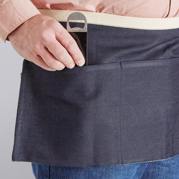 Acopa Kennett Blue Denim Waist Apron with 3 Pockets and Natural Webbing ...