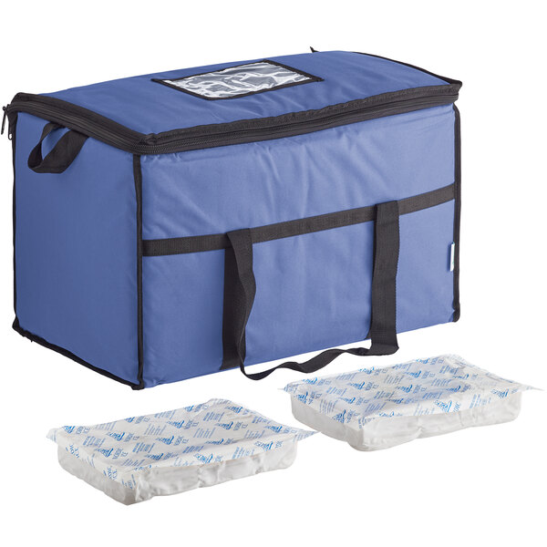 Choice Navy Large Insulated Nylon Cooler Bag with Brick Cold Packs ...