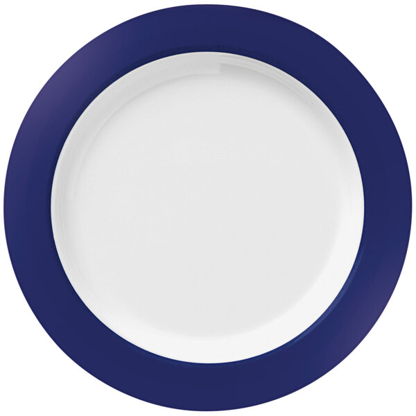Libbey Basics 6 1/4" Bright White Medium Rim Melamine Plate with Blue ...