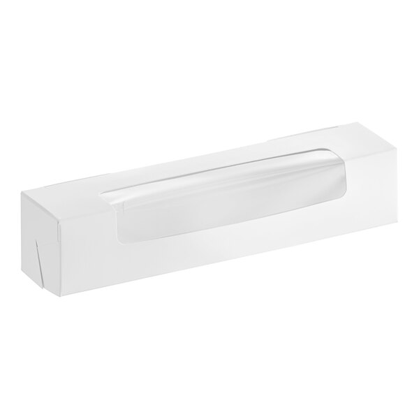 7 3/4" x 1 5/8" x 1 5/8" White 1/2 lb. 1-Piece Candy Box with Rectangle ...