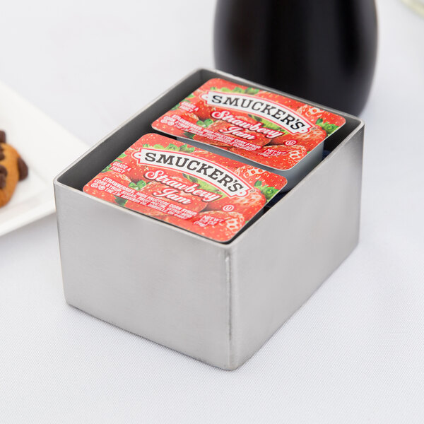 Tablecraft 1157 3 1/4" x 2 1/2" Rectangular Stainless Steel Sugar Caddy