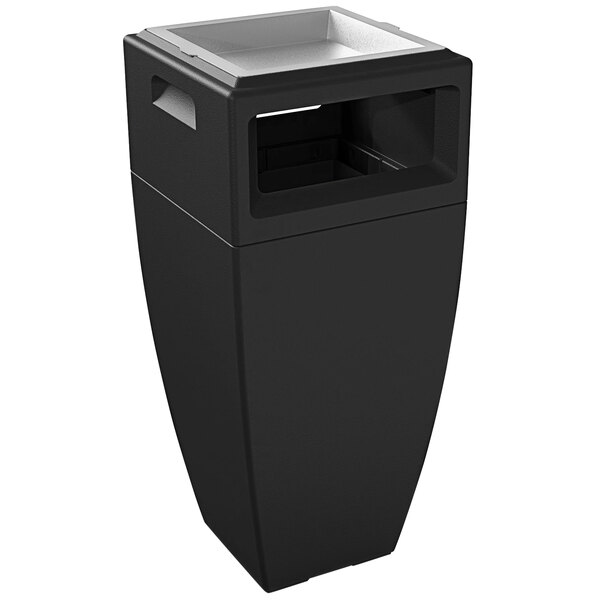 Mayne Kobi 8842-B 24 Gallon Black Decorative Waste Bin with Ashtray