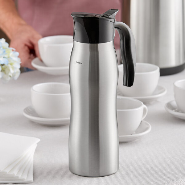 Choice 33 oz. Stainless Steel Insulated Slimline Carafe / Server with ...