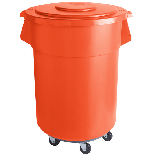 55 Gallon / 880 Cup Orange Mobile Ingredient Storage Bin with Lid
