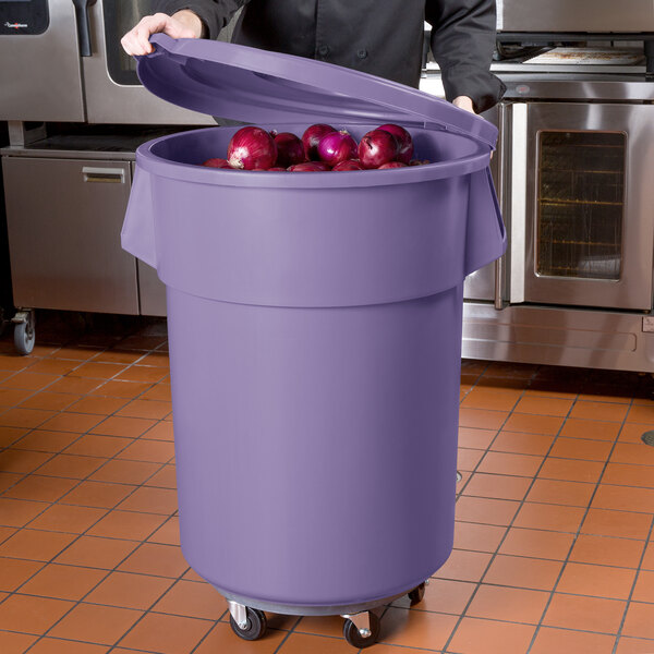 55 Gallon / 880 Cup Purple Mobile Ingredient Storage Bin with Lid