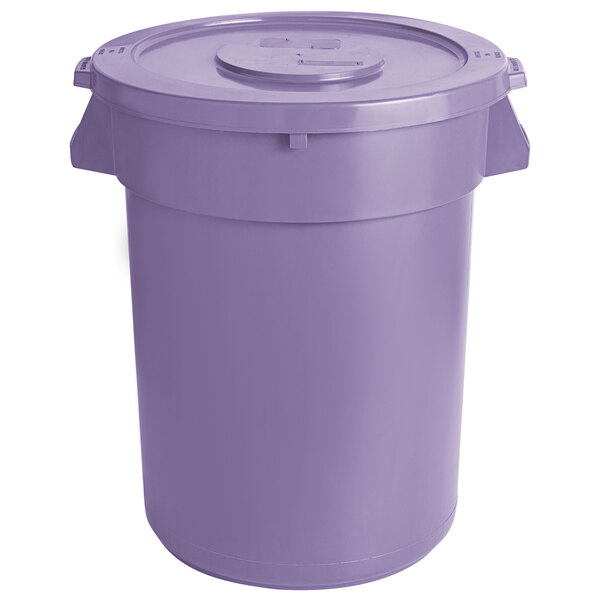 32 Gallon / 510 Cup Purple Round Ingredient Storage Bin with Lid