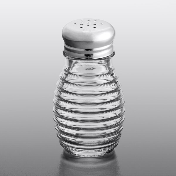 Tablecraft Beehive 2 oz. Glass Salt and Pepper Shakers with Stainless ...