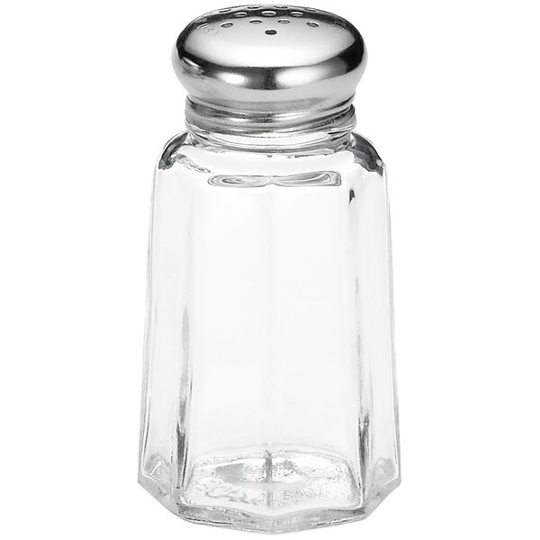 Tablecraft 1 oz. Glass Paneled (Salt and Pepper) Shaker with Stainless ...