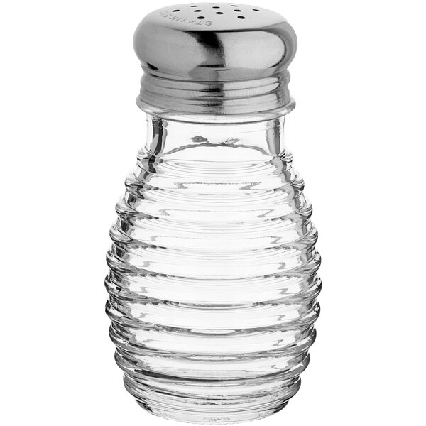 Tablecraft Beehive 2 oz. Glass Salt and Pepper Shakers with Stainless ...