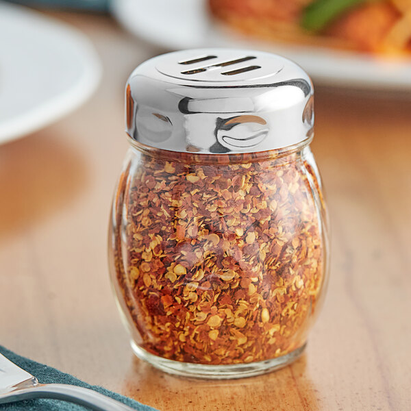 Tablecraft 6 oz. Glass Swirl Shaker with Chrome Plated Slotted Top - 12 ...